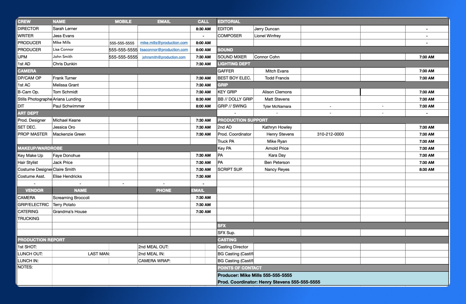 Crafting The Call Sheet A Producer s Guide W Free Call Sheet Template 